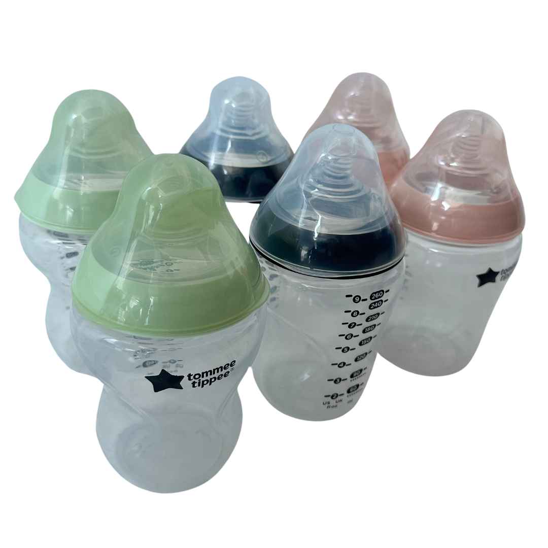 Secondful | Tommee Tippee Closer to Nature Slow-Flow Baby Bottles with Anti-Colic Valve Mixed ...
