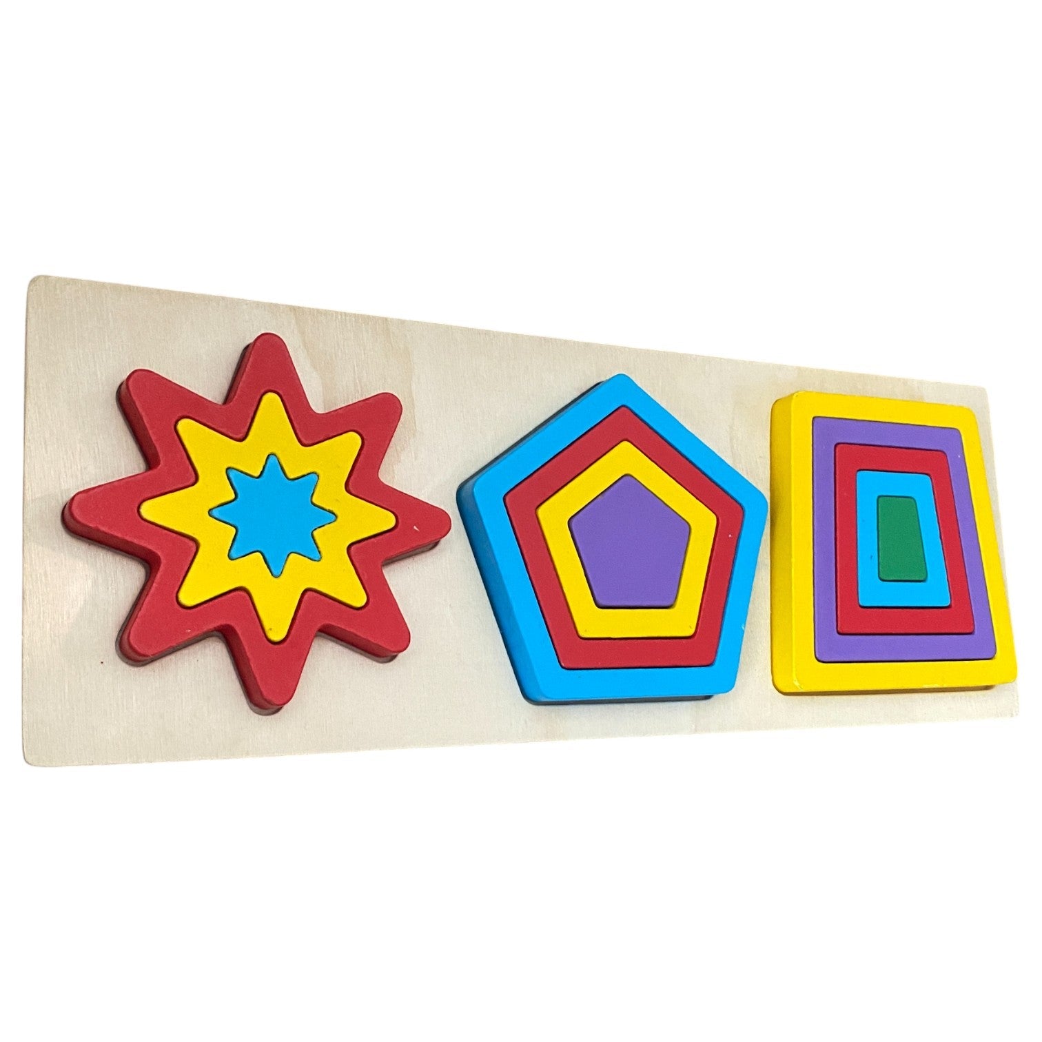 Wooden 3D Geometric Colorful 3 Shapes Puzzle | Shop used Wooden in UAE ...
